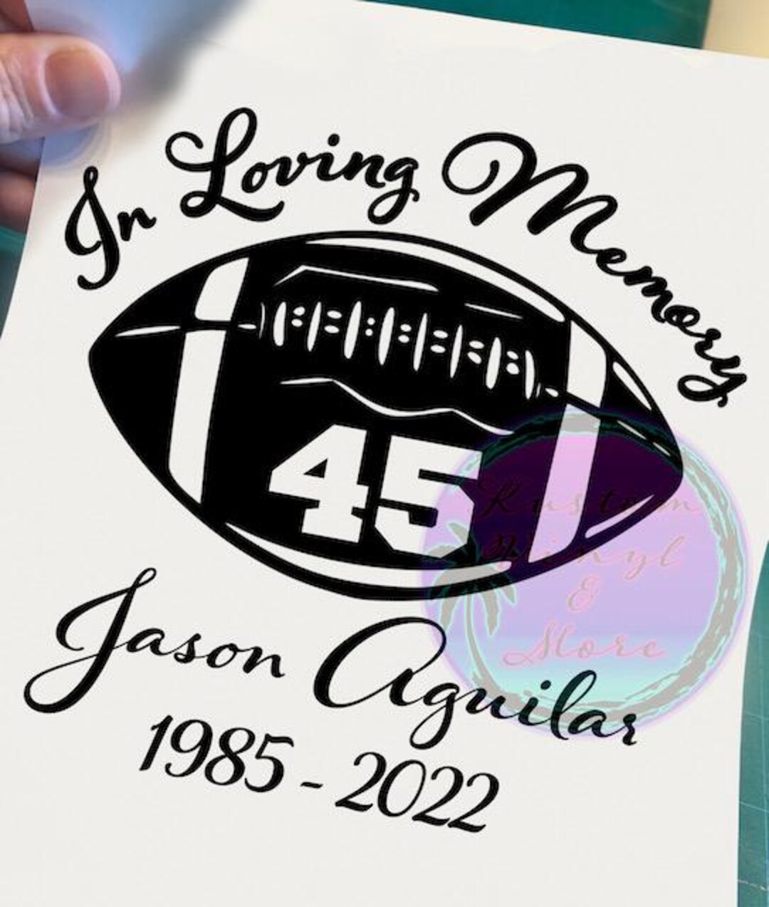 In Loving Memory Football Memorial Decals - Missed Loved Ones Memorial ...