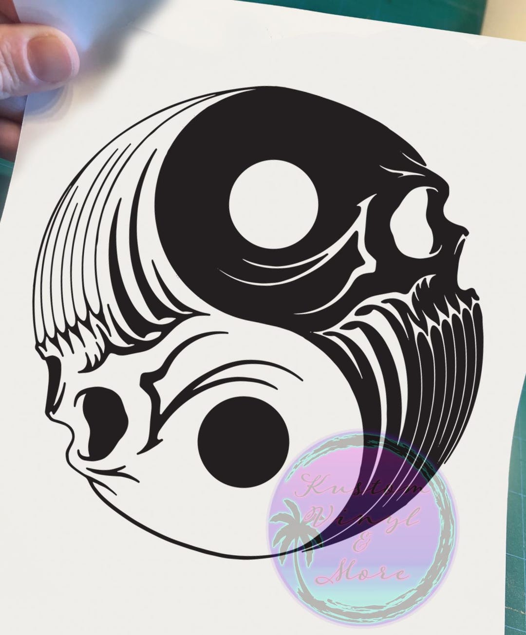 Yin Yang Skull Decal - Yin Yang Vinyl Sticker - Car Laptop Notebook ...