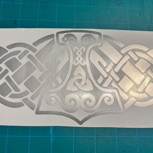 Mjolnir Norse Symbol Sticker - Thors Hammer Celtic Knot Band ...