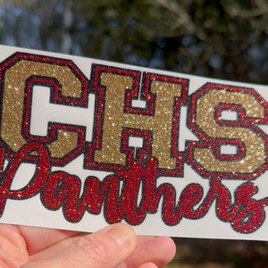Custom Glitter School Pride Stickers & Magnets - Cursive Name Sports ...