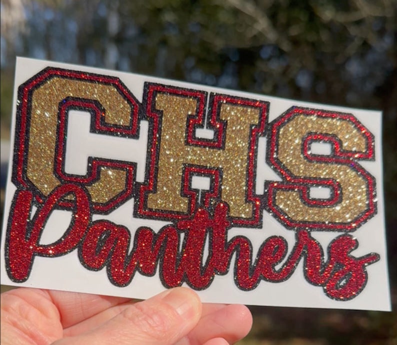 Custom Glitter School Pride Stickers & Magnets - Cursive Name Sports ...