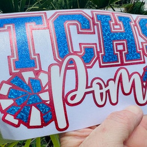 Custom POM High School Letters and Pom Poms Holographic Pom Team Decals ...