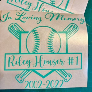 In Loving Memory Baseball Memorial Decals - Missed Loved Ones Memorial ...