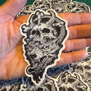 Viking Skull Fenrir Sticker - Norse Pagan Wolf Decal - Windows Car ...