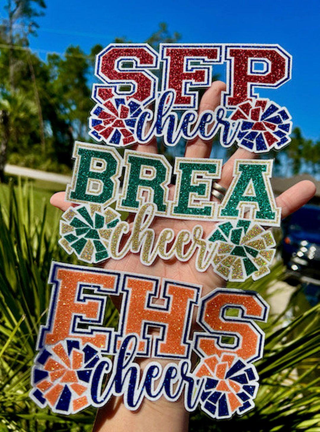 Cheer Glitter Stickers & Magnets - Personalized Cheerleader High School ...