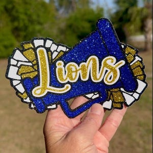 Cheer Glitter Stickers & Magnets - Cheerleader High School Team Name ...
