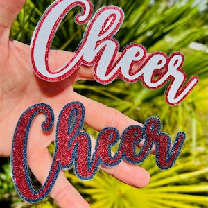 Cheer Glitter Stickers- "cheer" Cursive Font Decal - Varsity JV Car ...