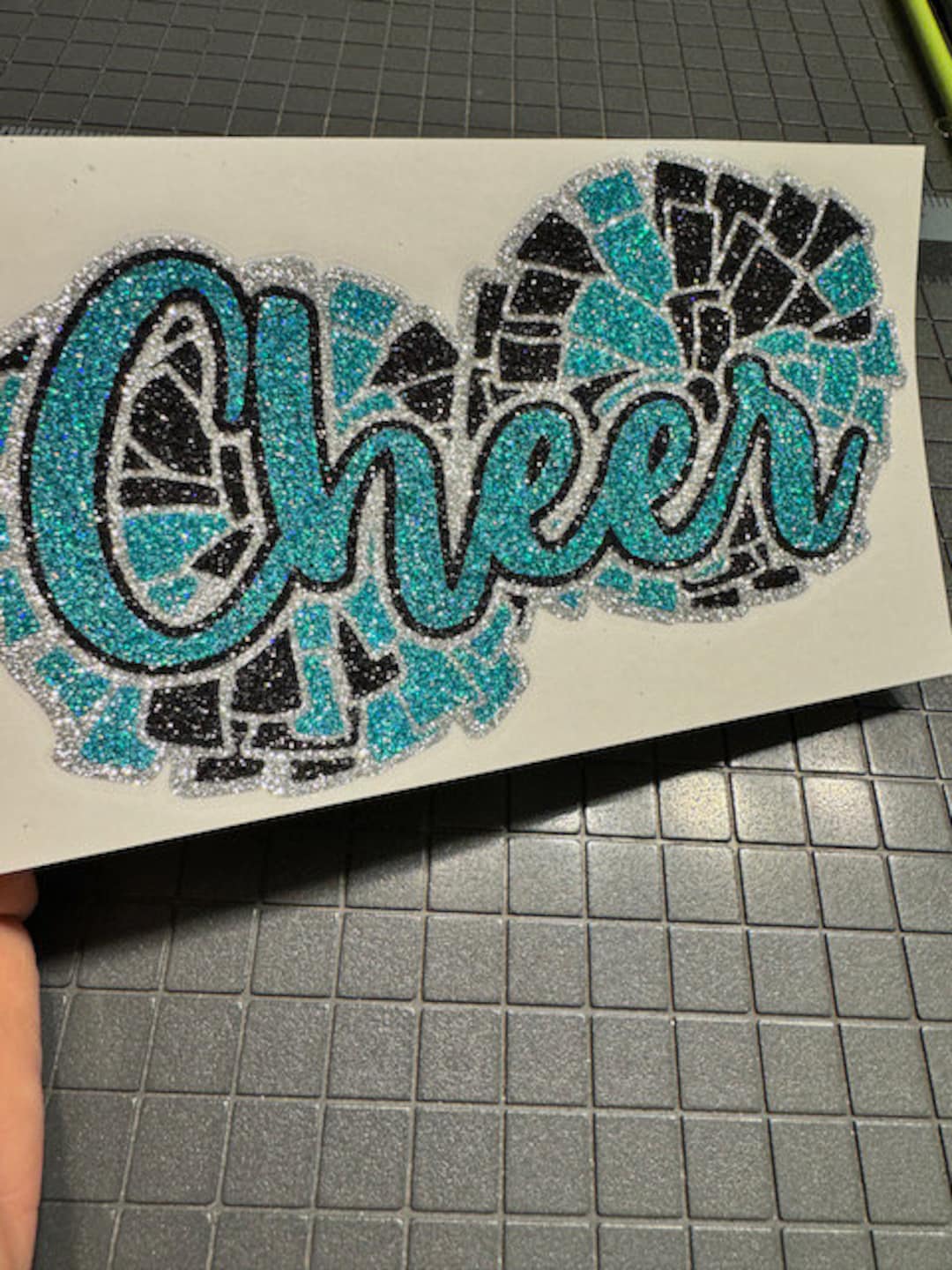 Cheer Glitter Stickers - Personalized Cheerleader Pom Poms 6"x3.5 ...