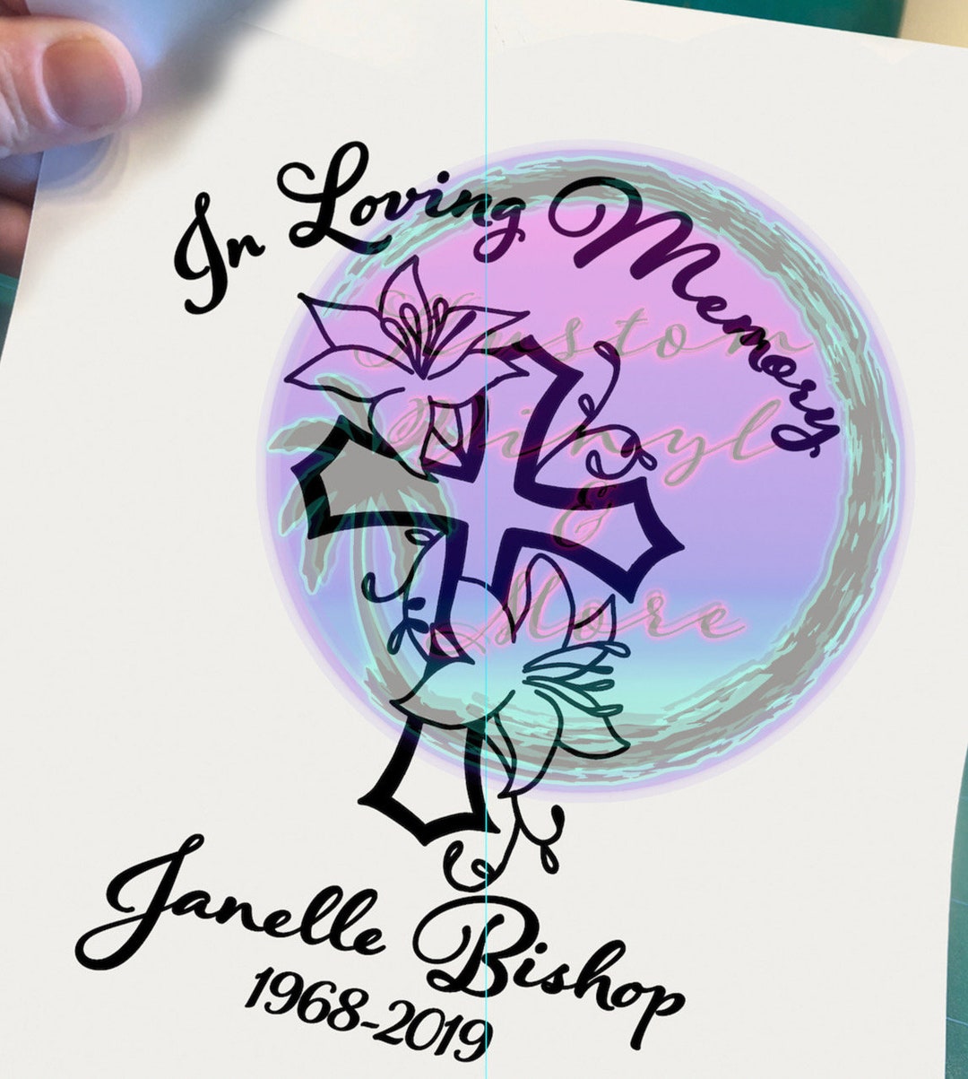 Cross & Lilies Memorial Decals - in Loving Memory Memorial Decals ...