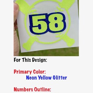 Glitter Baseball Softball Numbers Helmet Stickers -school Spirit Pride ...