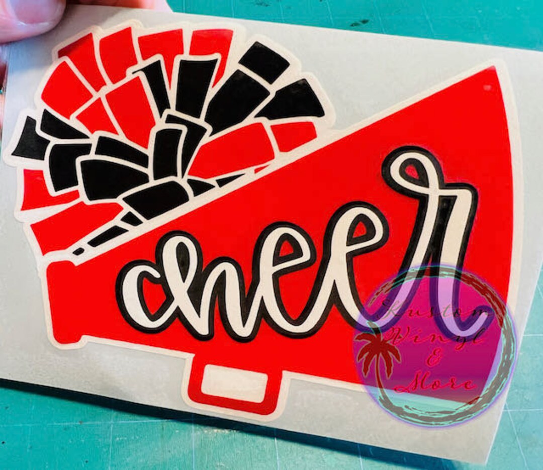Custom Cheer Stickers - Cheerleader Megaphone Pom-pom Decals - Windows ...