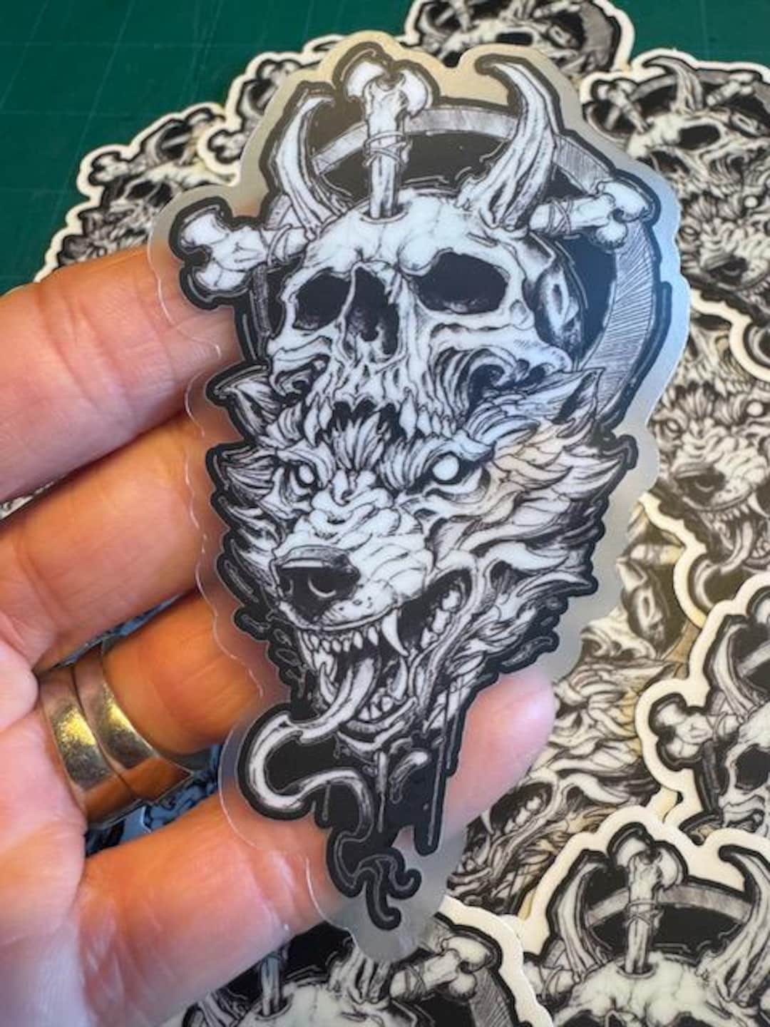 Viking Skull Fenrir Sticker - Norse Pagan Wolf Decal - Windows Car ...