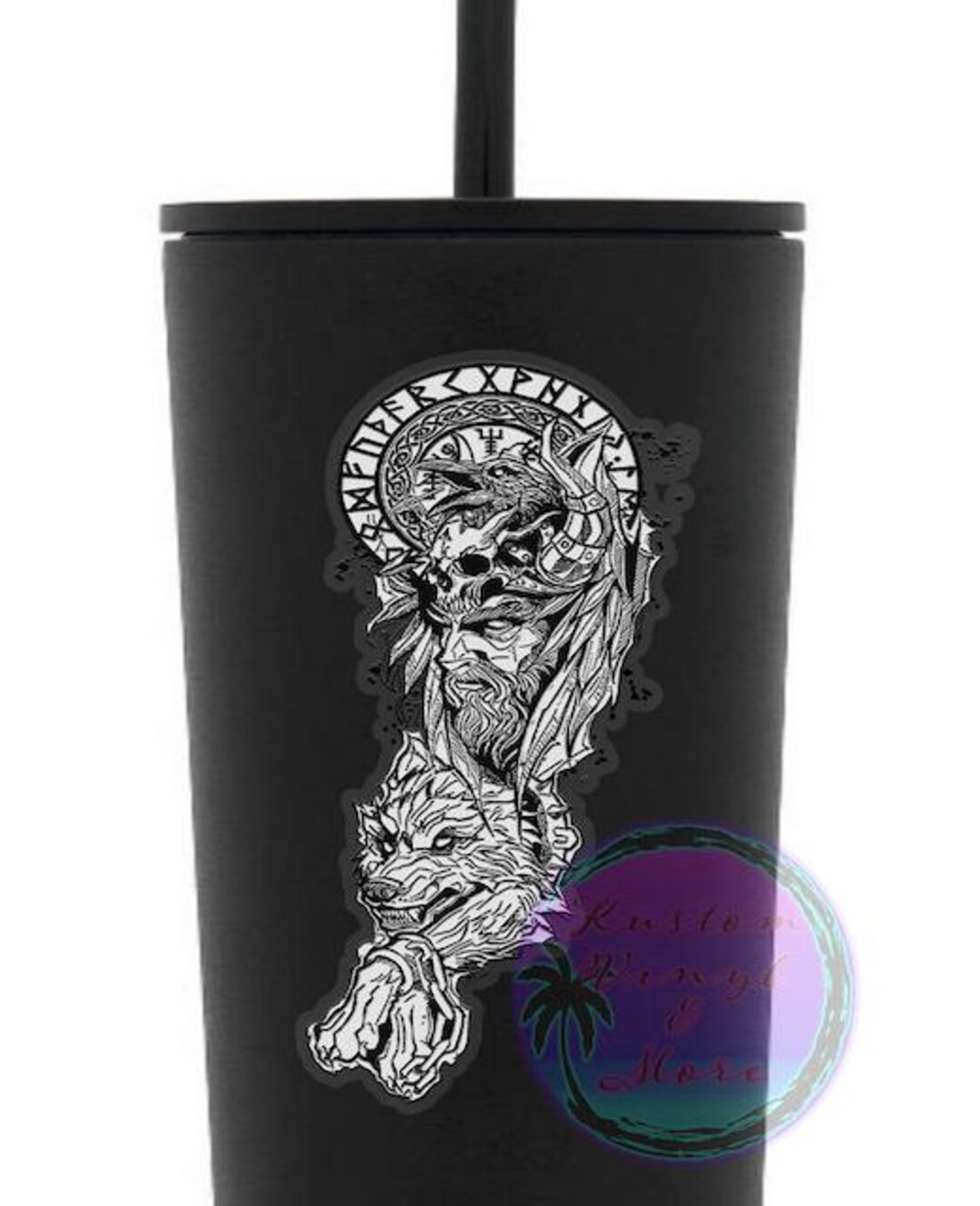 Viking Raven Fenrir Sticker Norse Pagan Wolf Futhark Runes Symbols ...