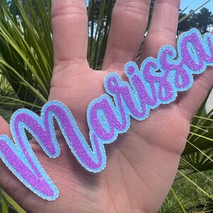 Custom Name Glitter Stickers- Cursive Font Decal - Laptop Water Bottle ...