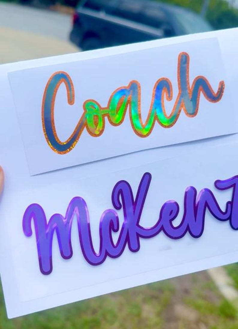 Custom Name Stickers *AS* - Cursive Font Decal - Holographic Glitter ...