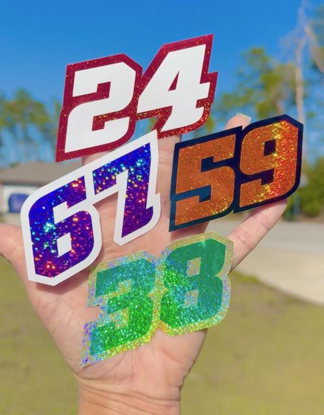 Custom Helmet Number Decals - Vinyl Stickers - Laptop Water Bottle Cups ...