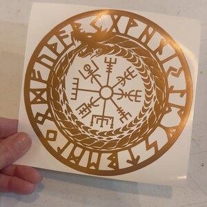Norse Jormungandr Vegvisir Decal - Viking Futhark Runes Sticker - Vinyl ...