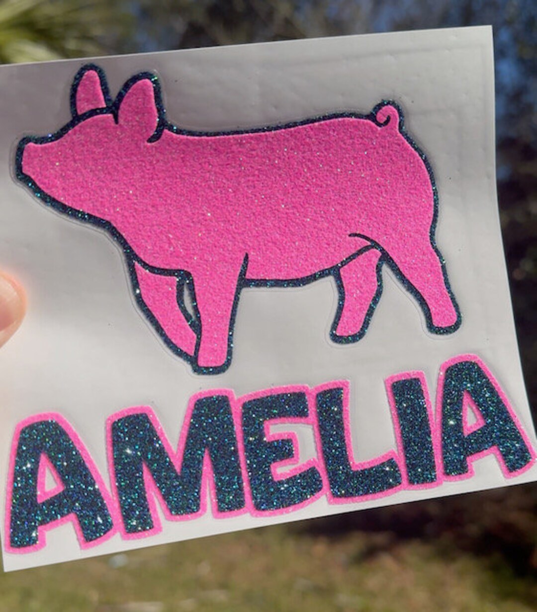 Glitter Hog Name Decals - Custom Pig Sprayer Stickers - Laptop Water ...