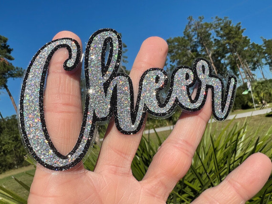 Cheer Glitter Stickers cheer Cursive Font Decal - Etsy