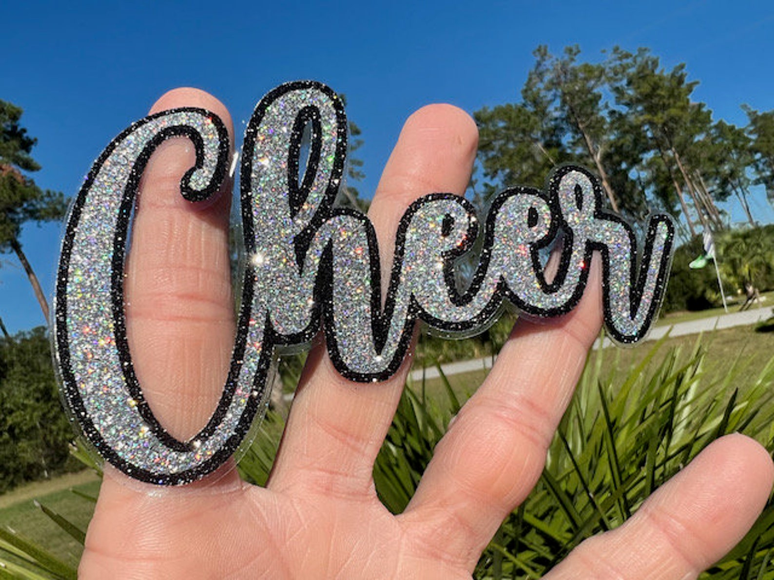 Cheer Glitter Stickers cheer Cursive Font Decal - Etsy
