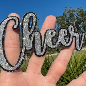 Cheer Glitter Stickers- "cheer" Cursive Font Decal - Varsity JV Car ...
