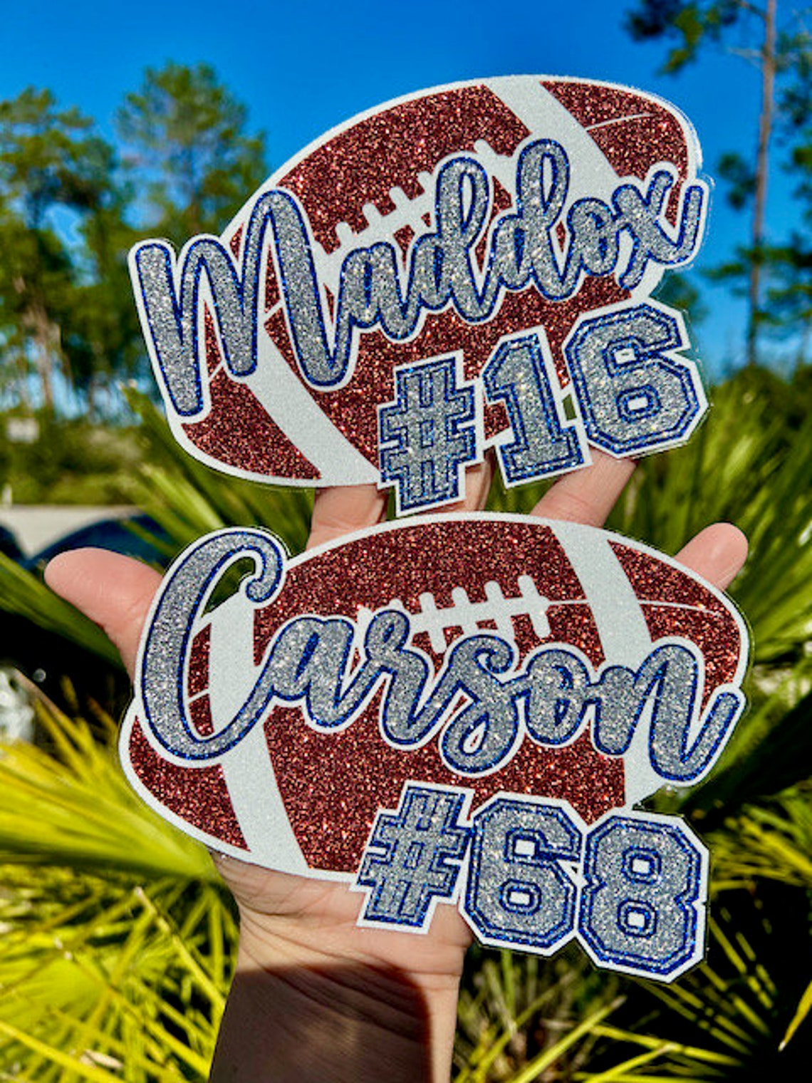 Custom Glitter Football Team Stickers Player Name and Number - Etsy
