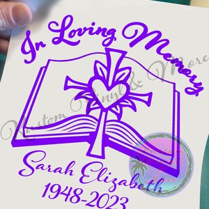 In Loving Memory Cross and Bible Memorial Decals - Missed Loved Ones ...