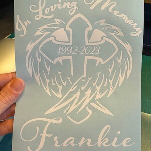 Wings & Cross Memorial Decals - in Loving Memory Memorial Decals ...