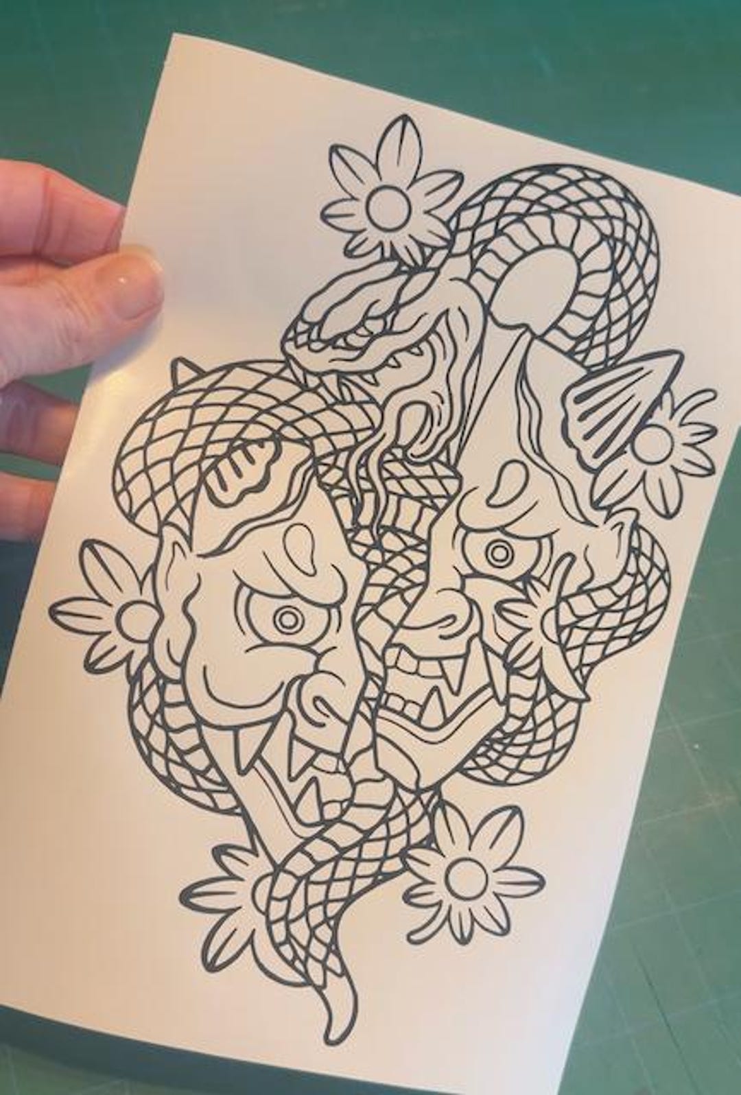 Japanese Tattoo Oni Mask Snake Decal - Flash Art Vinyl Car Motorcycle ...