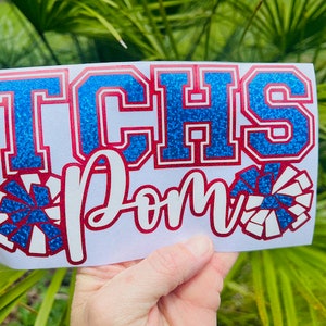 Custom POM High School Letters and Pom Poms - Holographic Pom Team ...