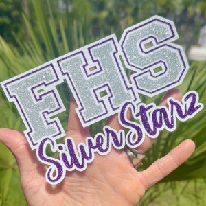 Custom Glitter School Pride Stickers & Magnets - Cursive Name Sports ...