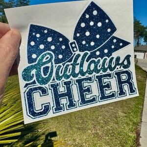 Custom Cheer Name BIG BOW Glitter Stickers & Magnets - Cheerleader Team ...