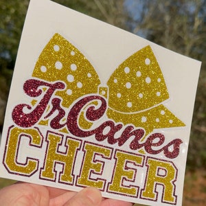 Custom Cheer Name BIG BOW Glitter Stickers & Magnets - Cheerleader Team ...
