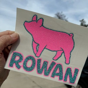 Glitter Hog Name Decals - Custom Pig Sprayer Stickers - Laptop Water ...
