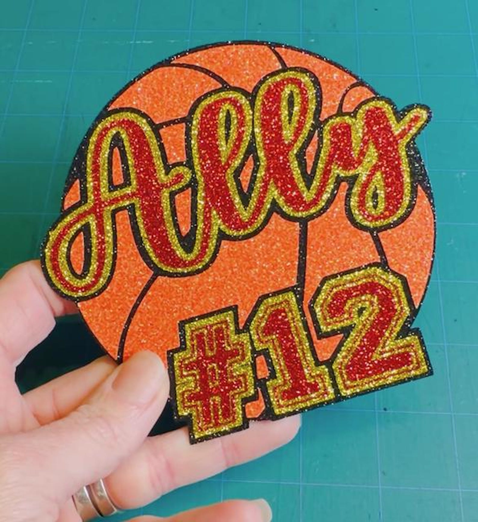 Glitter Basketball Name Number Stickers & Magnets - School Spirit Pride ...