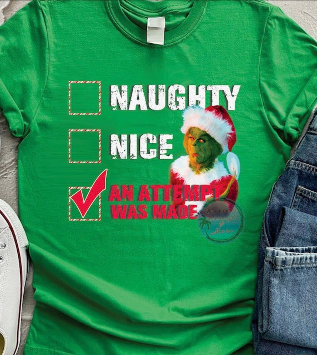 Naughty Nice Grinch Checklist Christmas T-shirt - Holiday Shirts ...