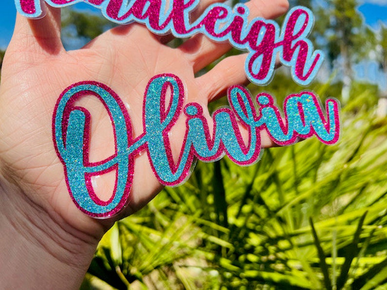 Custom Name Glitter Stickers Cursive Font Decal Car Laptop - Etsy
