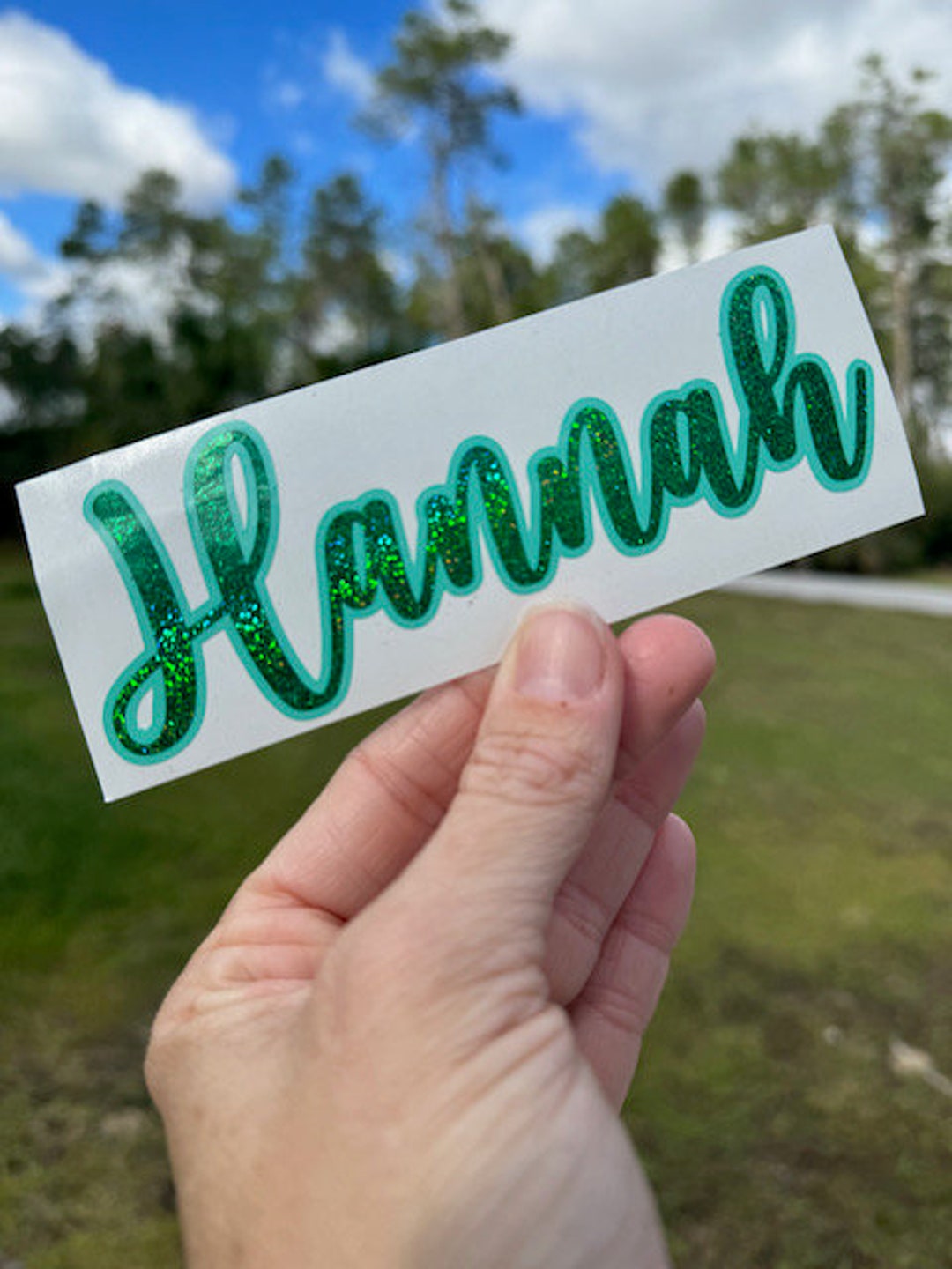 Custom Name Stickers Cursive Font Decal Holographic Glitter Neon ...