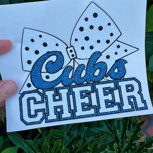 Custom Cheer Name BIG BOW Glitter Stickers & Magnets - Cheerleader Team ...