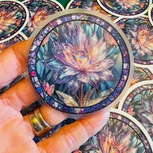 Crystal Lotus Flowers Stickers - #1 Stained Glass Art - Car Laptop ...