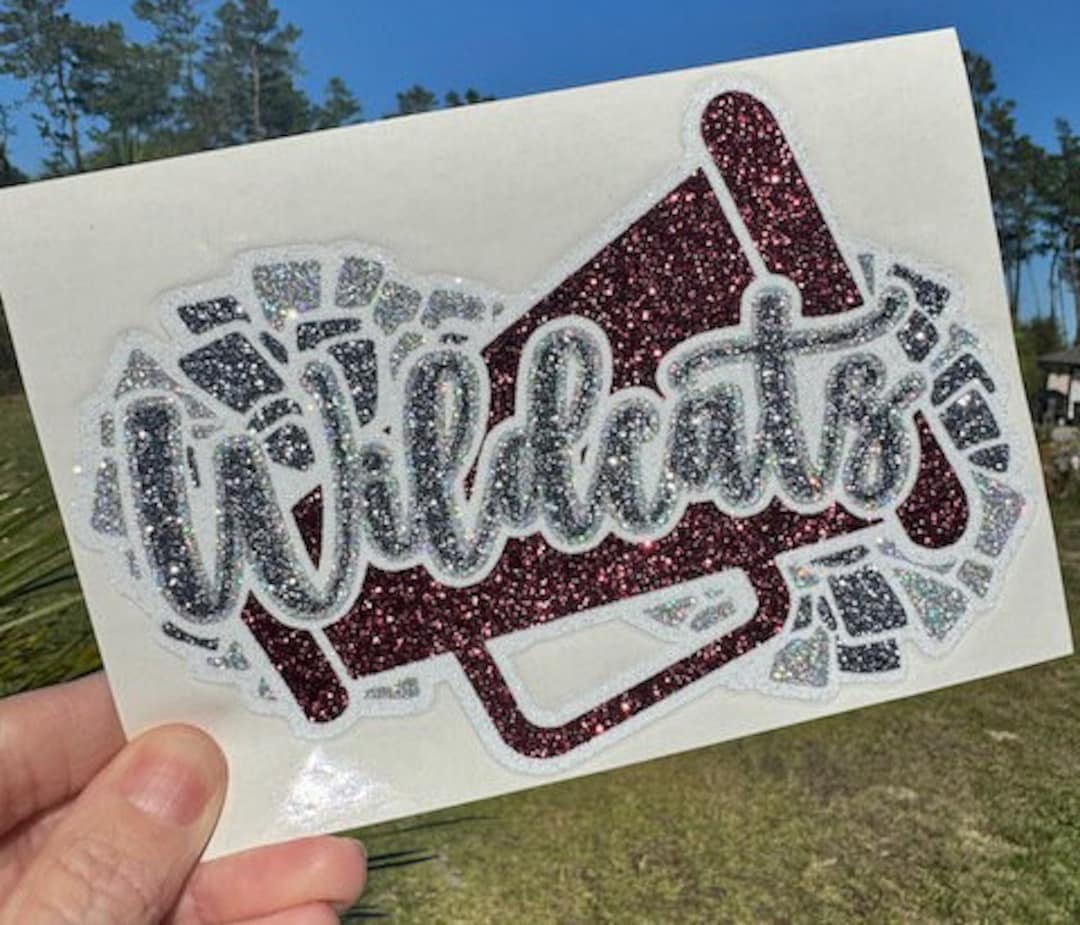 Cheer Glitter Stickers & Magnets - Cheerleader High School Team Name ...
