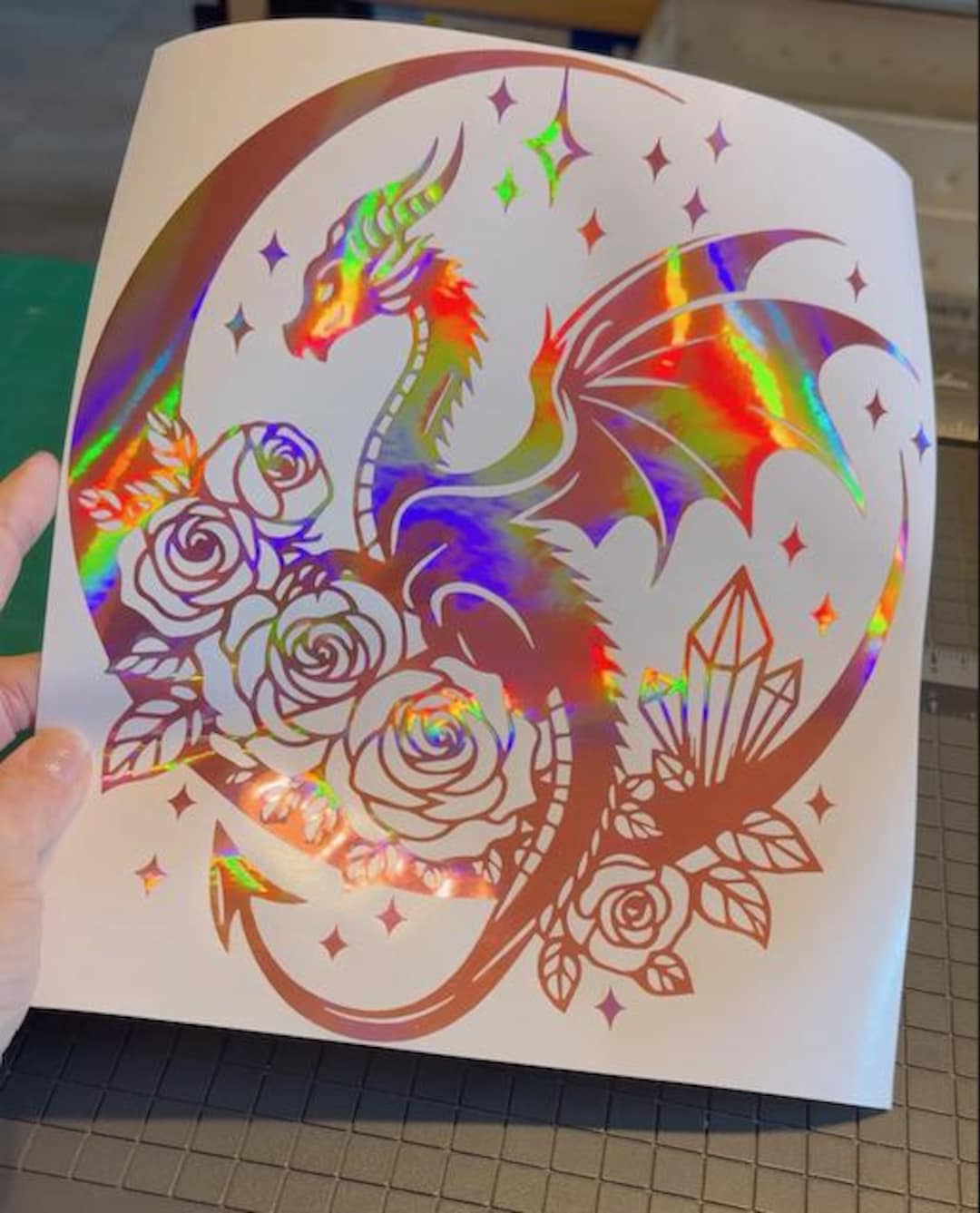 Magical Dragon Decal - Floral Moon Crystals Stars - Vinyl Car Truck ...