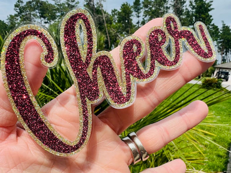 Cheer Glitter Stickers cheer Cursive Font Decal - Etsy