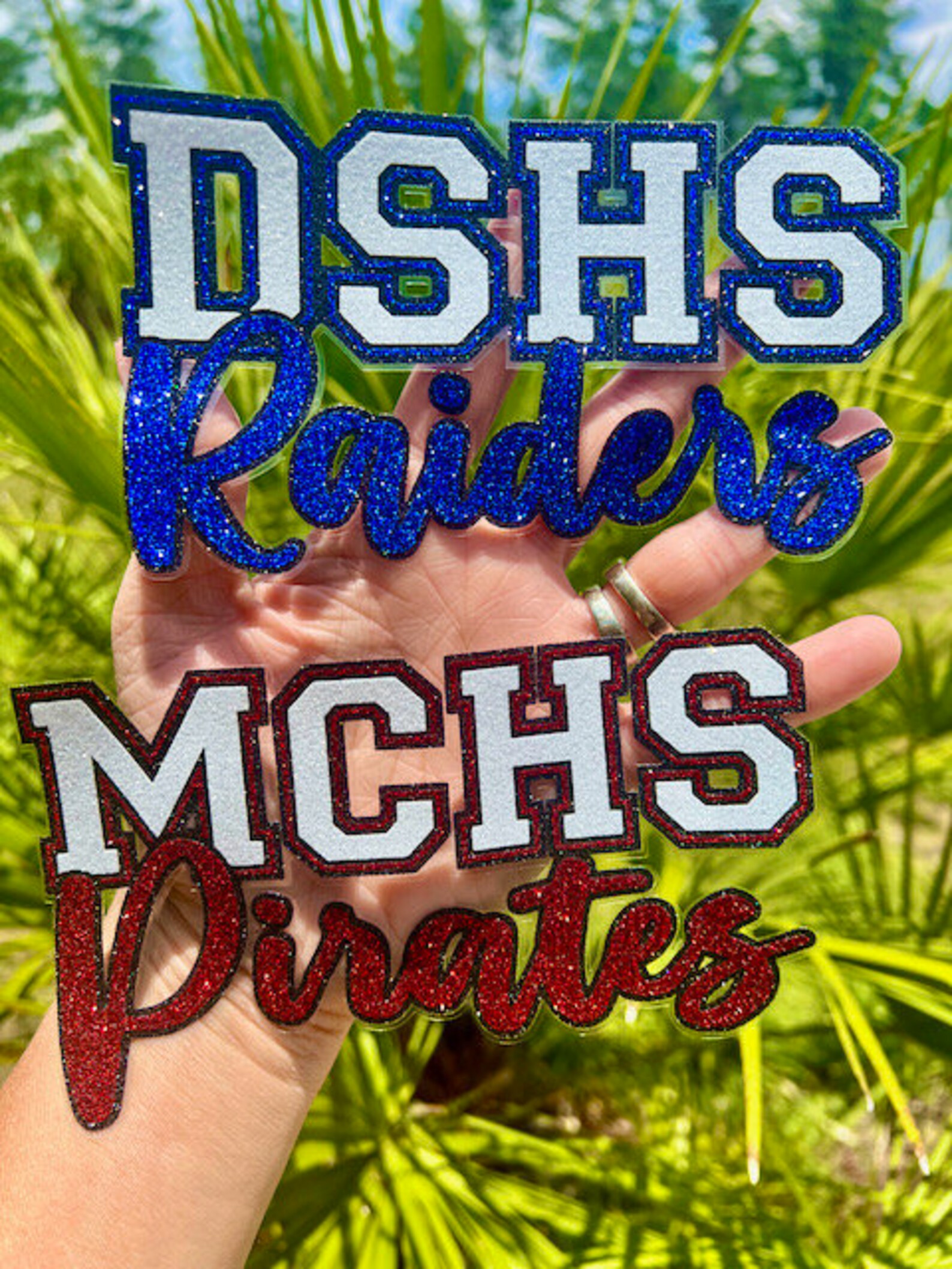 Custom Glitter School Pride Stickers & Magnets - Cursive Name Sports ...