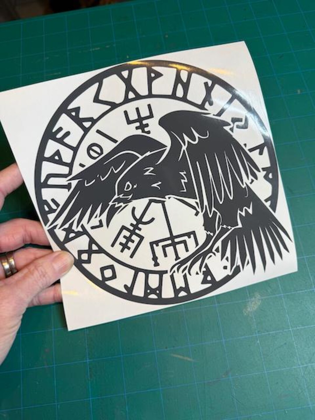 Norse Raven Decal - Viking Vegvisir Futhark Runes Sticker - Vinyl Car ...