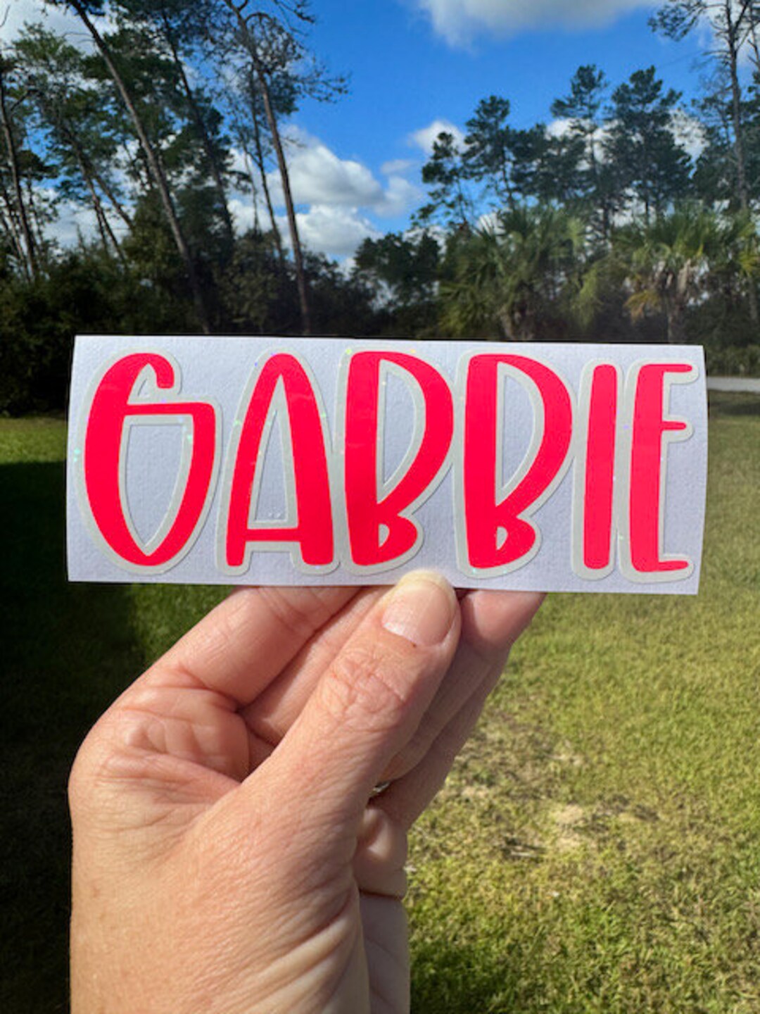 Custom Name Stickers- Hand Written Font Decal - Holographic Glitter ...