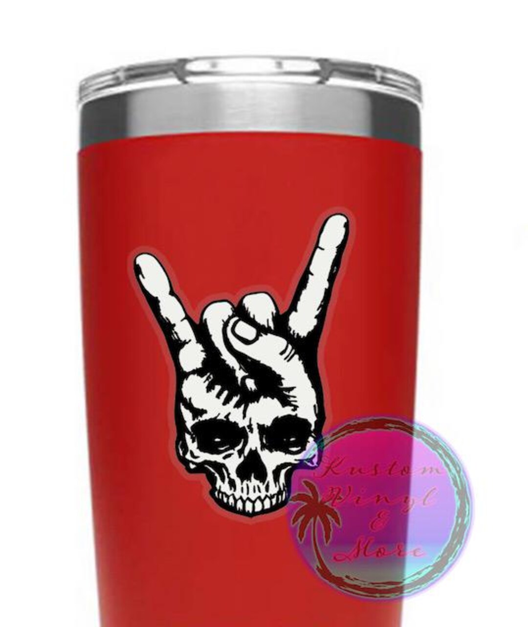 Rock on Hand Skull Sticker Heavy Metal Horns Sticker Windows Car Laptop ...