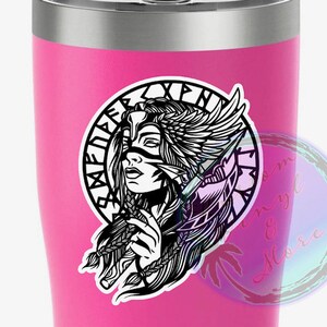 Viking Valkyrie Sticker - Vegvisir Futhark Runes - Norse Mythology ...