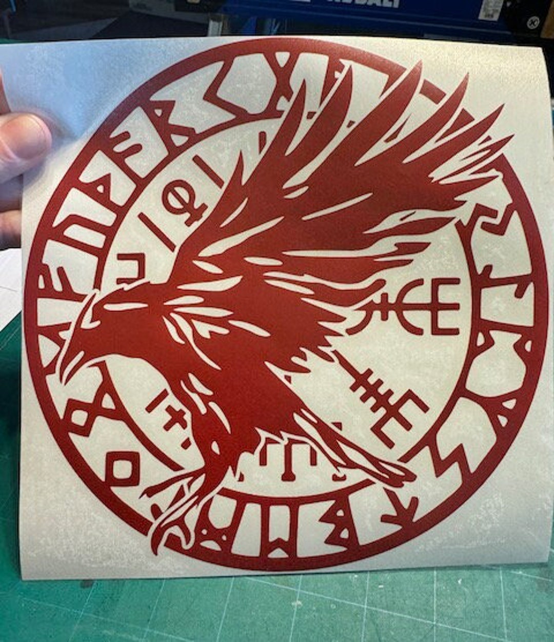 Norse Raven Decal - Viking Vegvisir Futhark Runes Sticker - Vinyl Car ...