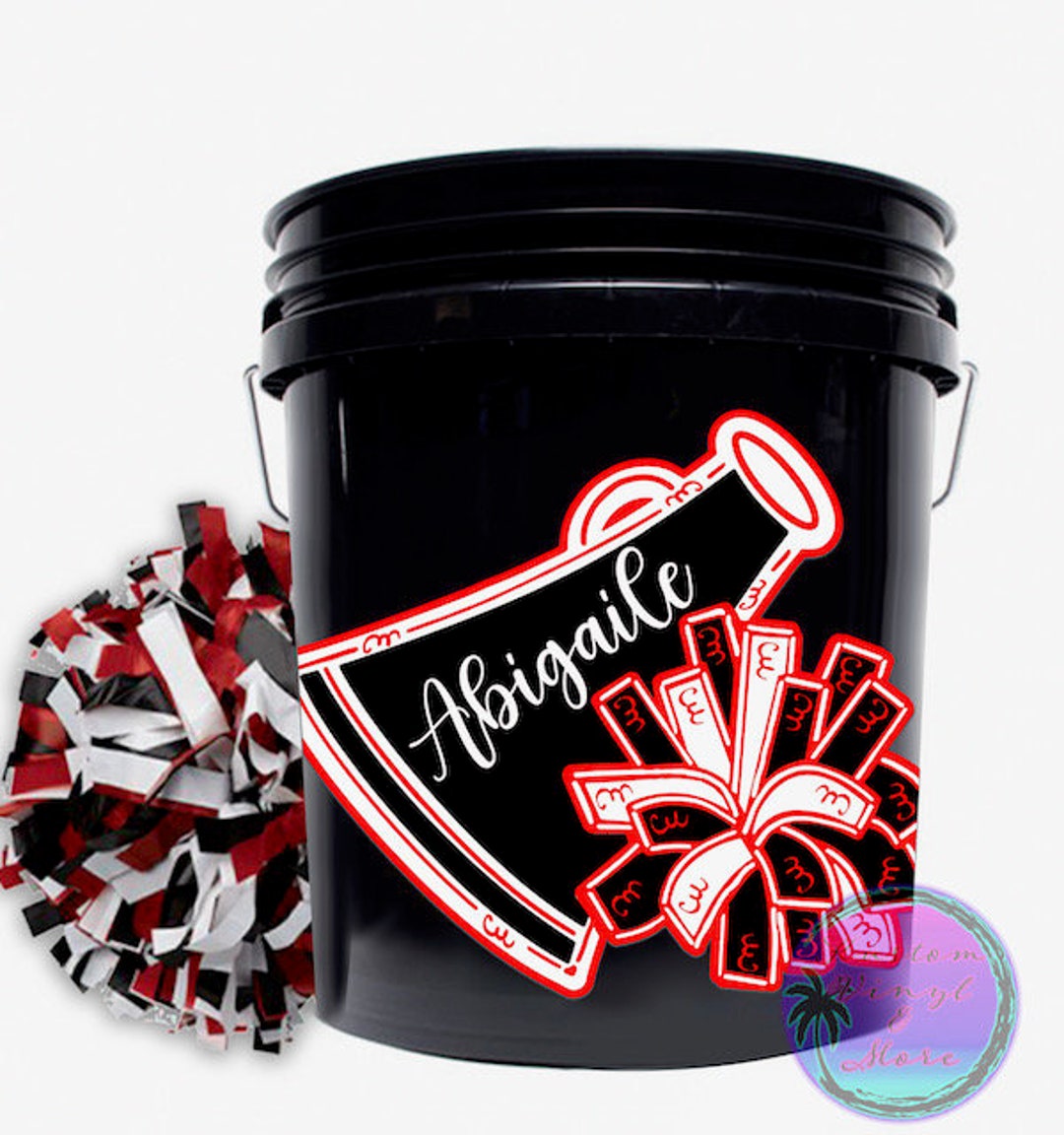 Custom Cheer Bucket Decals - Personalized Name Cheerleader Megaphone ...